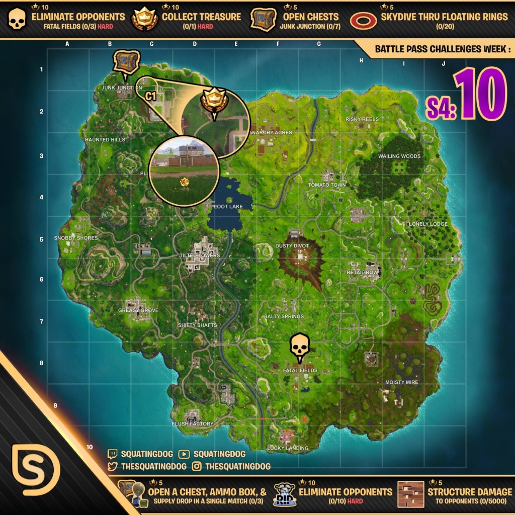 Fortnite Season 4 Week 10 Challenges (Cheat Sheet) | GameGuideHQ